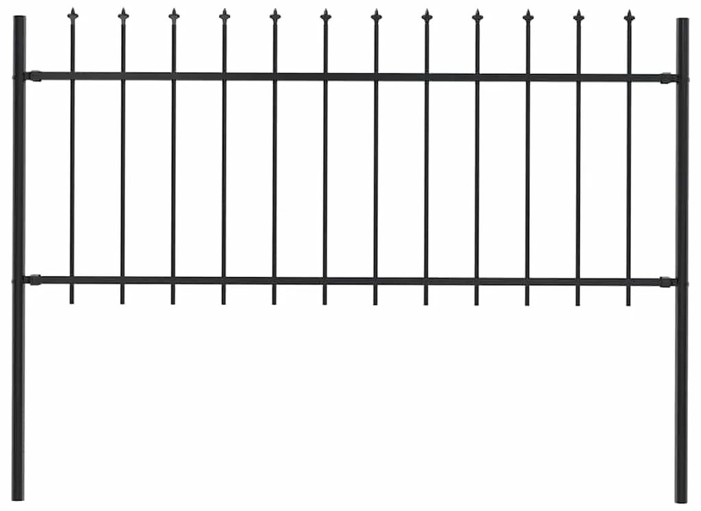 Zahradní plot s kopím nahoře ocelový 181 x 80 cm černý