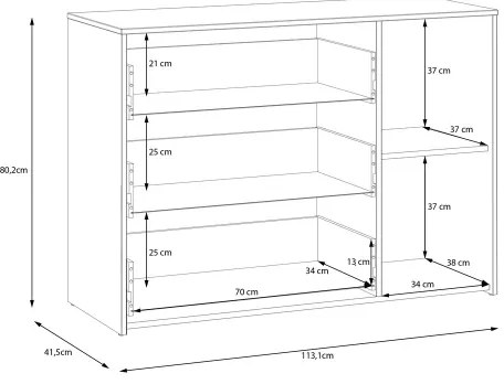 Komoda se zásuvkami URO dub artisan/ bílá