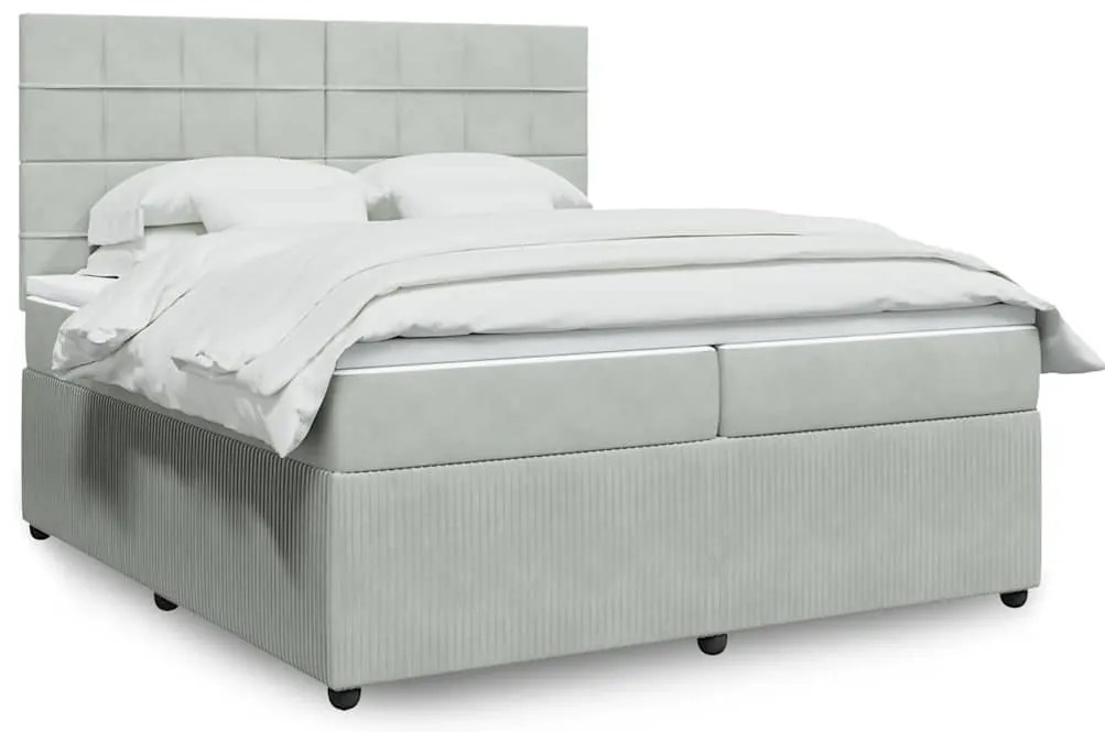 Box spring postel s matrací světle šedá 200x200 cm samet 3294730