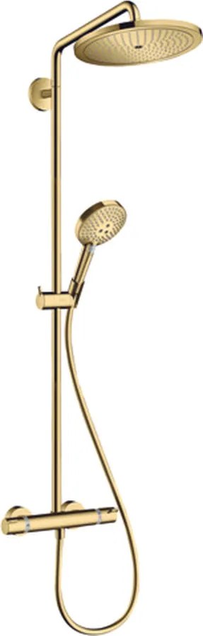 Hansgrohe Croma Select S, Showerpipe 280 1jet EcoSmart 9 l/min s termostatem a ruční sprchou Raindance Select S 120 3jet, leštěný vzhled zlata, HAN-26891990