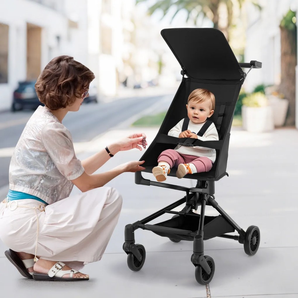 Costway Skládací kočárek s nastavitelnou a odnímatelnou stříškou Travel Buggy