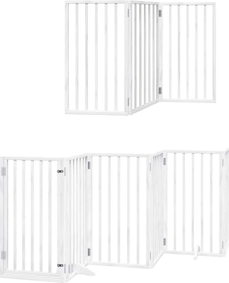 Zábrana pro psy s dvířky skládací 9 panelů bílá 450 cm topol 3155538