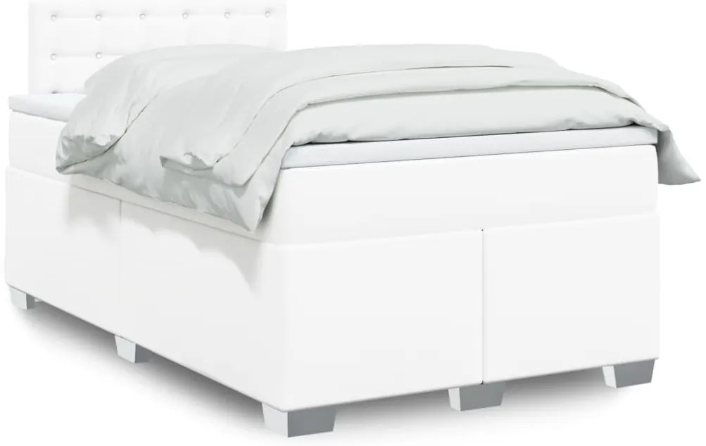 Box spring postel s matrací bílá 120x190 cm umělá kůže 3288413