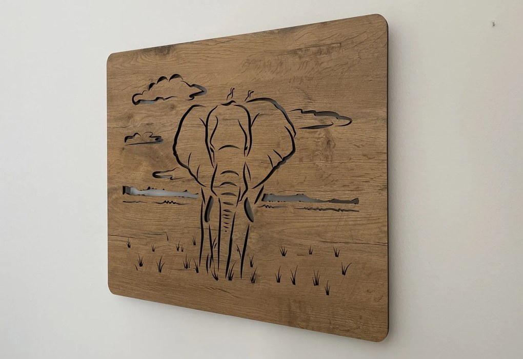 Li-Go "Slon" světelný obraz 230V 65x55cm provedení povrchu: dub světlý