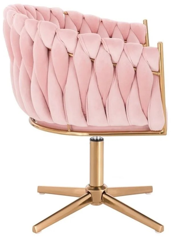 LuxuryForm DESIGN Otočná židle NORDEN VELUR na zlatém kříži - růžová