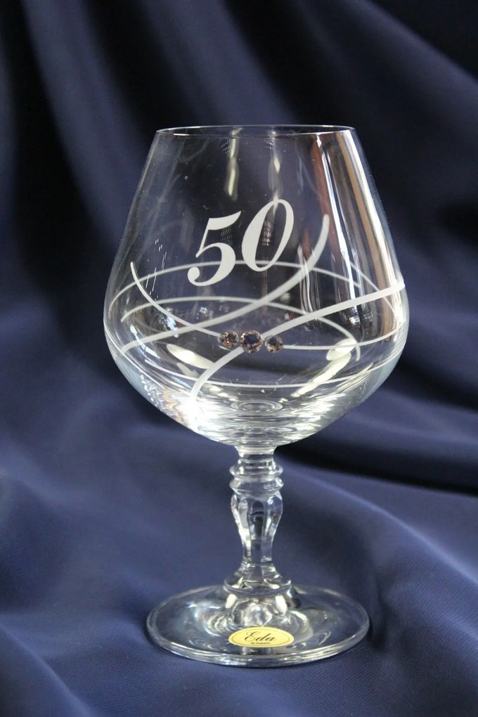 Výroční pohár na 50. narozeniny BRANDY se swarovski krystaly