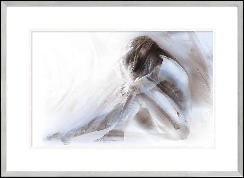 Jemný obraz ženy do elegantního obývacího pokoje a ložnice  - Žena 2, Modrá Série | Anna Borkowska