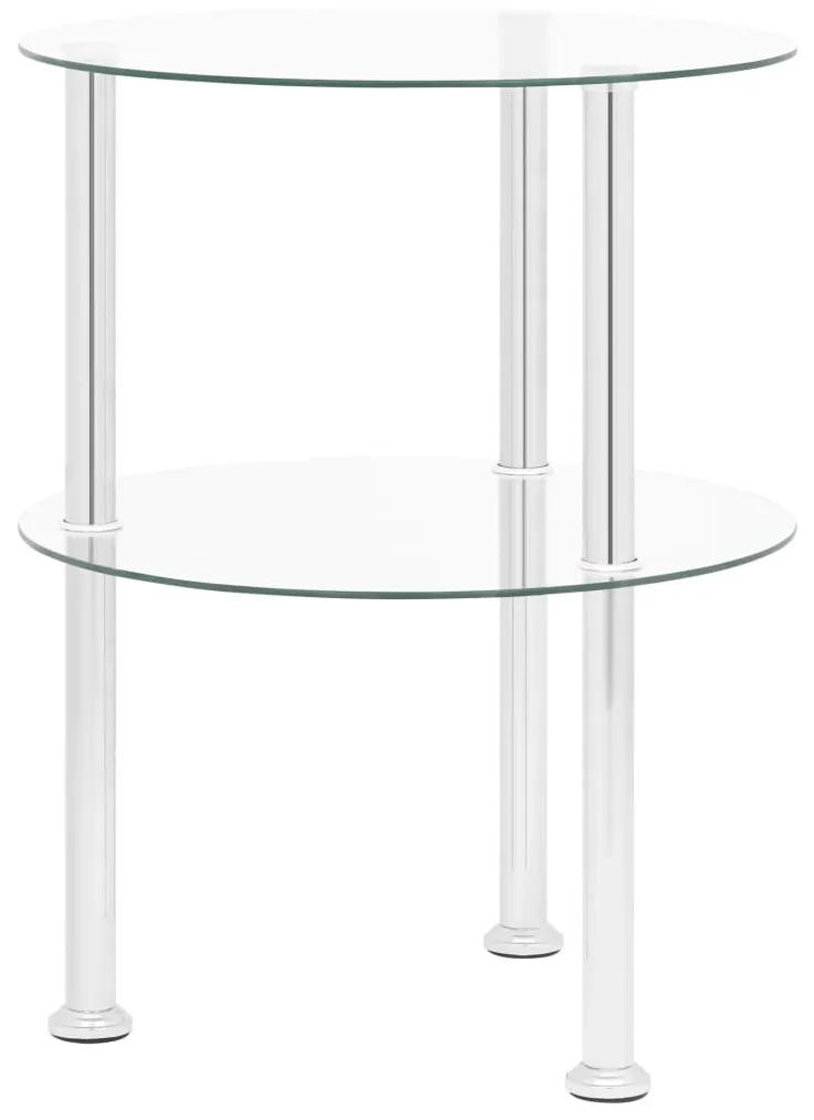322787 vidaXL 322787  2-Tier Side Table Transparent 38 cm Tempered Glass