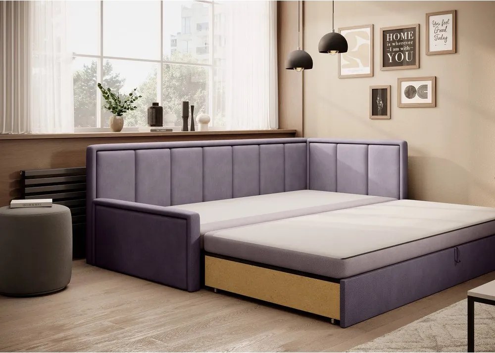 Růžová žinylková rozkládací/s úložným prostorem pohovka 214 cm Fulgeo – ELTAP