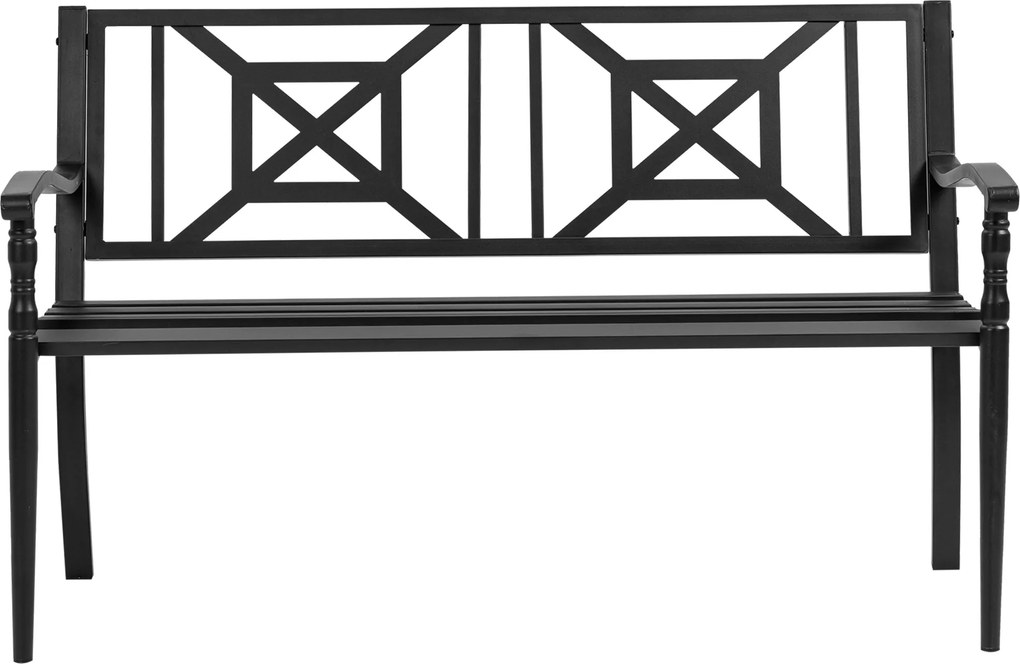 Outsunny Zahradní Lavice pro 2 Osoby, Venkovní Terasa, Vysoké Opěradlo, Dřevěné Sedáky, Pohodlné Opěrky Ruky, Ocelová Konstrukce 128 x 62,5 x 81,5 cm