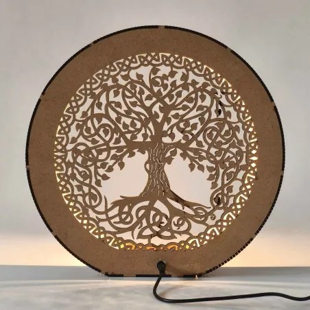 Dřevěná lampa Strom života – keltský design, ruční výroba| SENTOP LED0596