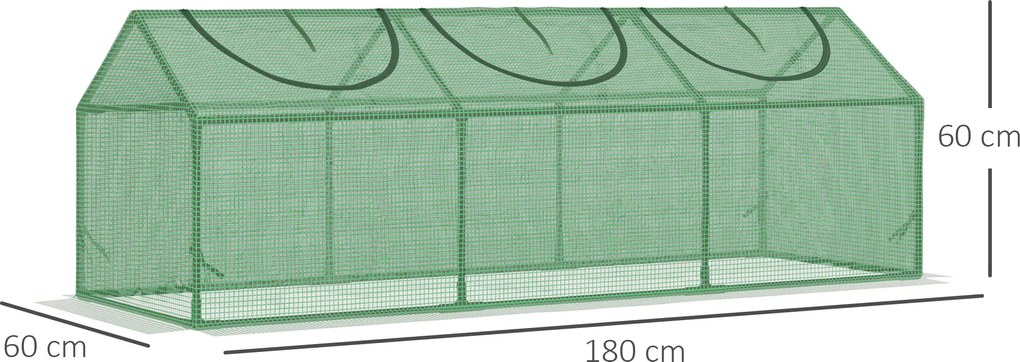 Outsunny skleník s oknem, PE skleník 180x60x60cm, skleník na rajčata a chladicí rám v zelené barvě pro zahradu a balkon | Aosom.de