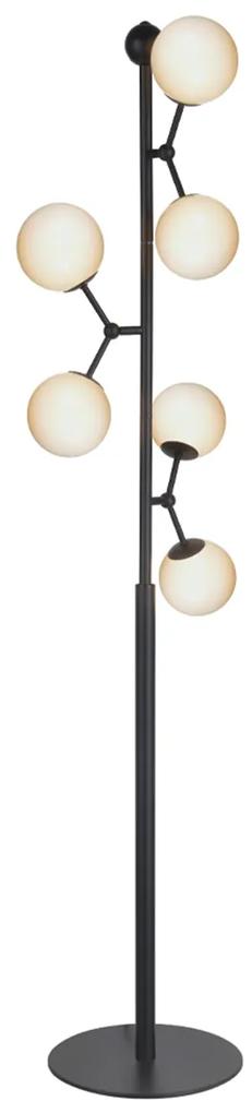 Halo Design 738878 stojací lampa Atom opál/černá, 6L, 155cm