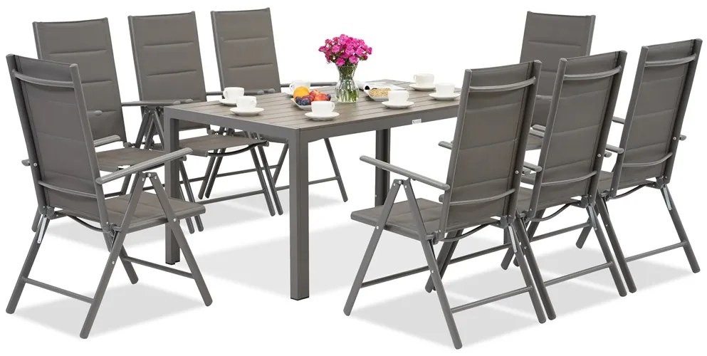 Polywood Verona hliníkový zahradní set pro 8 osob Garden Point šedý
