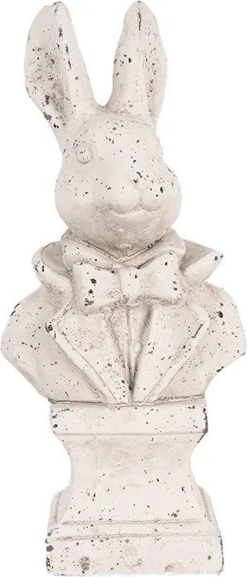 Bílá antik cementová busta králík - 11*8*24 cm
