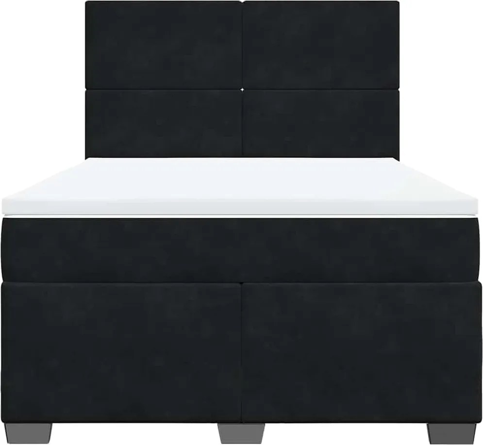 Box spring postel s matrací černá 160x200 cm samet 3290950