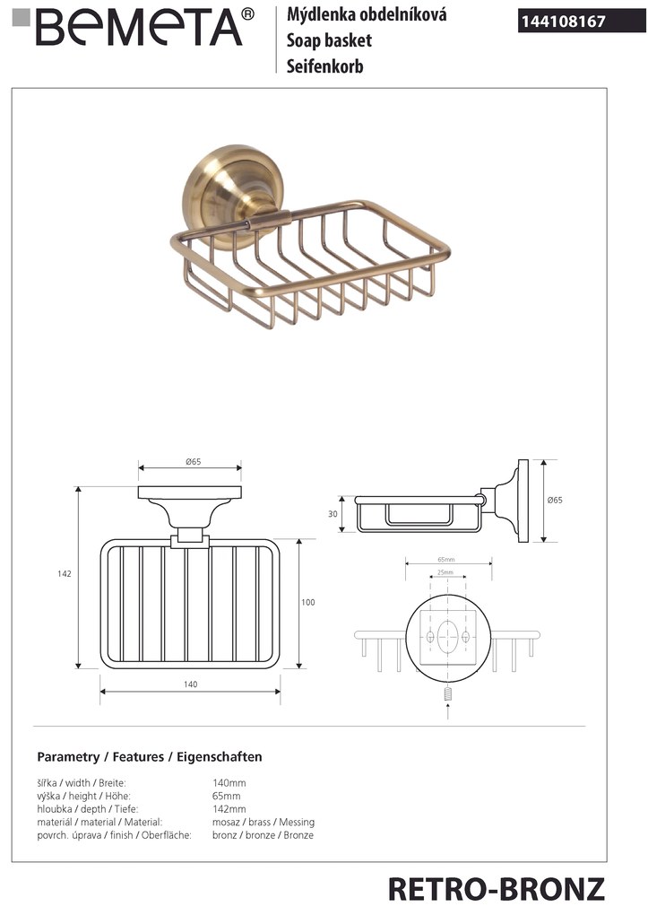 Bemeta Design RETRO bronz: Mýdlenka -