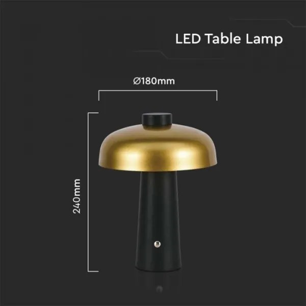 LED Stmívatelná dobíjecí stolní lampa LED/3W/5V 3000-6000K 1800 mAh černá/zlatá
