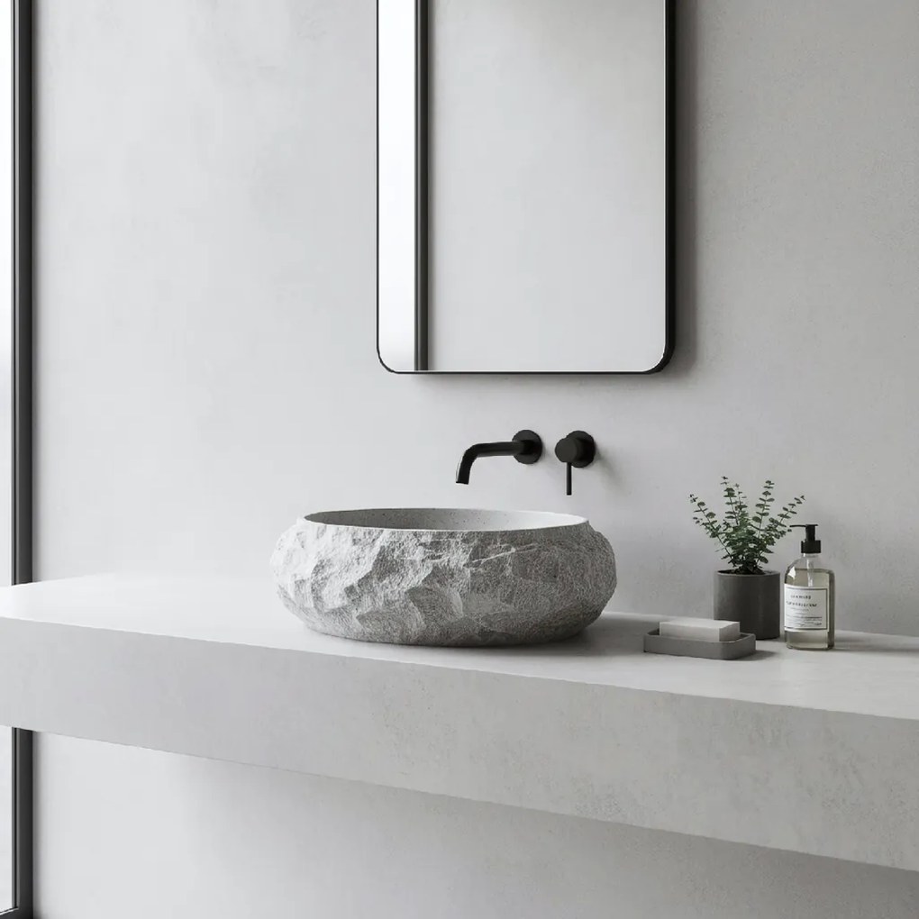 Rea Mika Gabro, umyvadlo na desku 480x380x155 mm, imitace kamene-šedá, REA-U0633