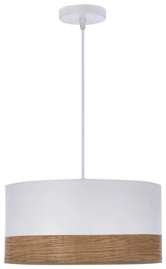 Bílé závěsné svítidlo se stínidlem z dýhy a textilu ø 30 cm Bianco – Candellux Lighting