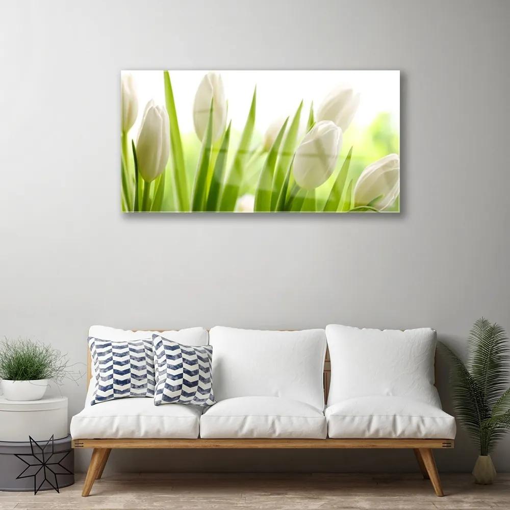 Obraz na skle Tulipány Květiny 125x50 cm