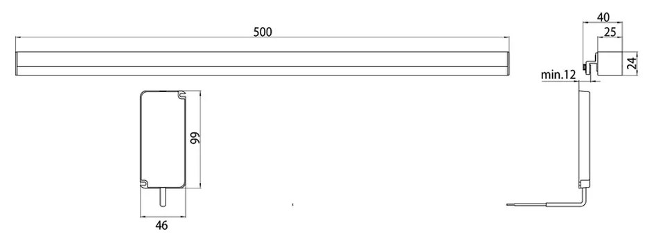 Emco System 2 - LED zrcadlové světlo 500 mm, chrom 449200106