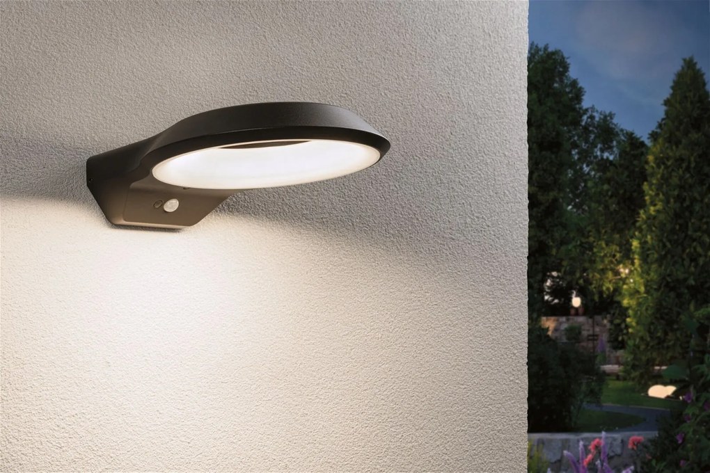 P 94836 LED venkovní nástěnné svítidlo Anela pohybové čidlo IP44 245x309mm 3000K 12,5W 230V antracit hliník - PAULMANN