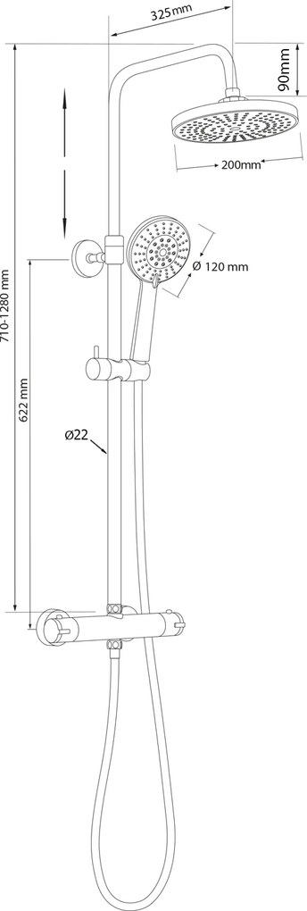 Aqualine LIGA sprchový sloup s termostatickou baterií, chrom SL533