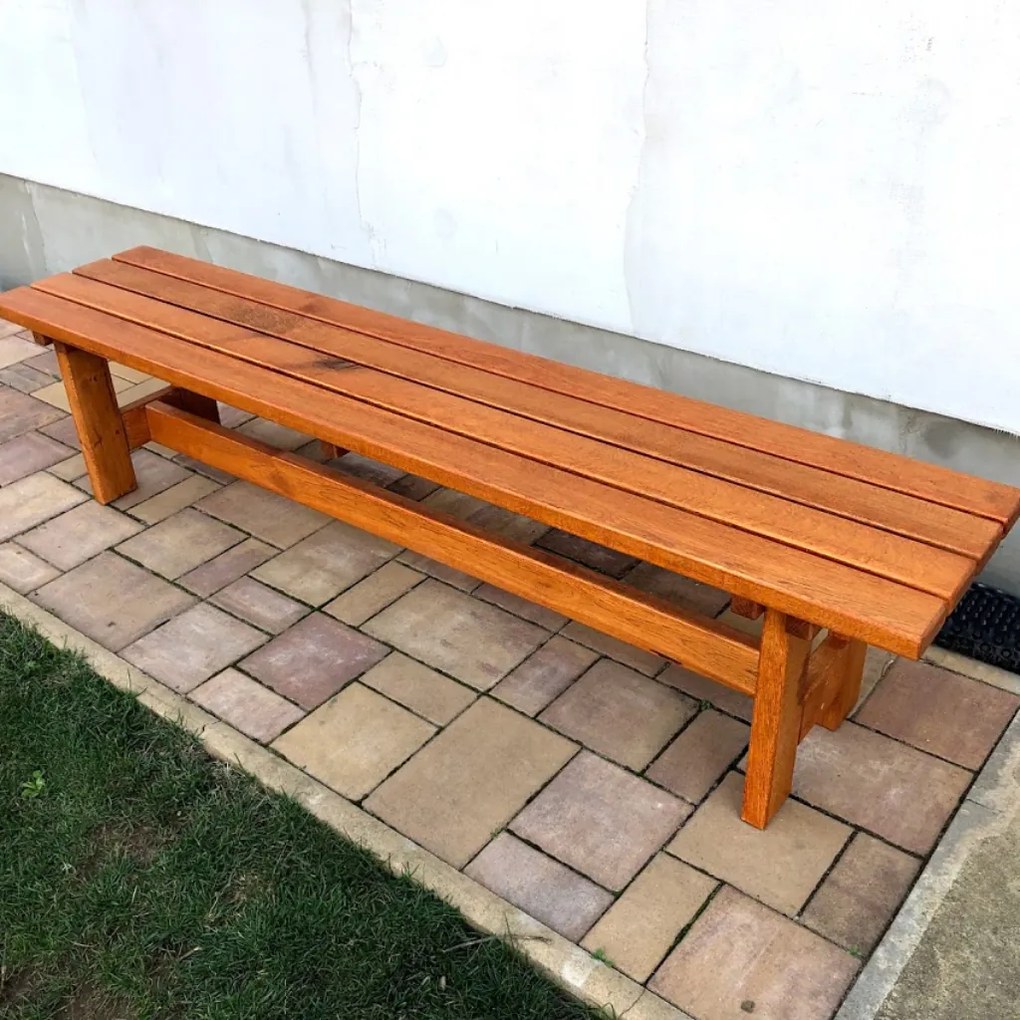 KULHÁNEK Zahradní lavice bez opěradla - klasická Délka: 150 cm, Odstín nátěru: lazura - palisandr