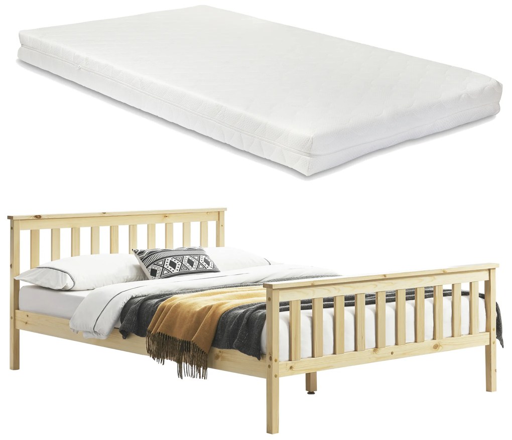 [en.casa] Manželská postel ABWB-2010 s matrací a roštem 140x200 cm