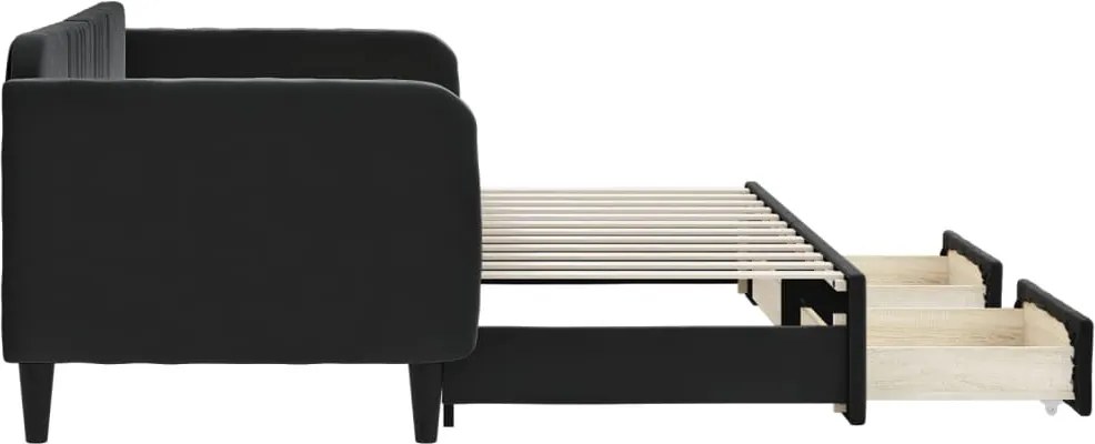 Válenda s přistýlkou a zásuvkami černá 80 x 200 cm samet 3197108