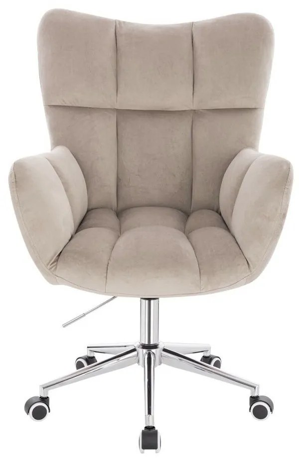 LuxuryForm DESIGN Otočné křeslo AURORA VELUR na stříbrné podstavě s kolečky - latte