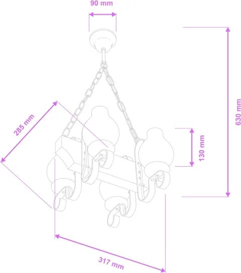 Brilagi - Lustr na řetězu QUEEN 4xE14/40W/230V buk