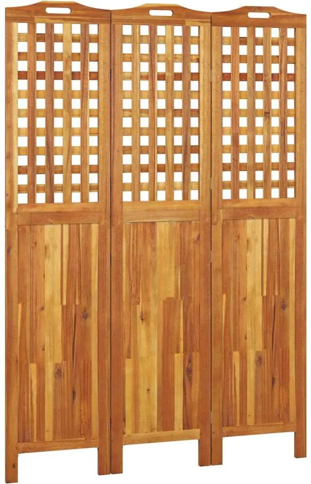 3dílný paraván 121,5 x 2 x 180 cm masivní akáciové dřevo 318547