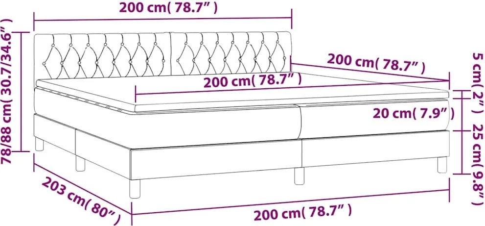 Box spring postel s matrací černá 200x200 cm samet 3141505