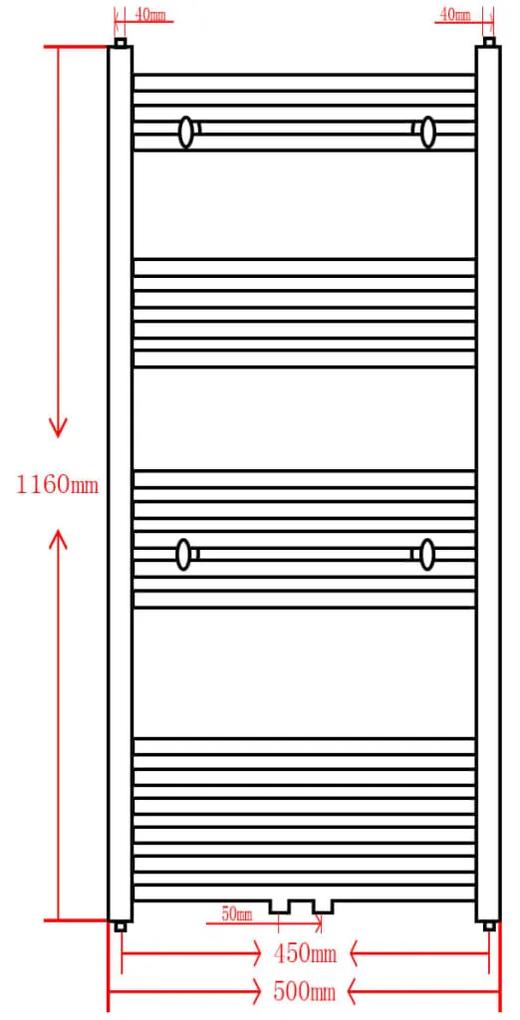 vidaXL Šedý žebříkový radiátor obloukový ústřední topení 500 x 1 160 mm