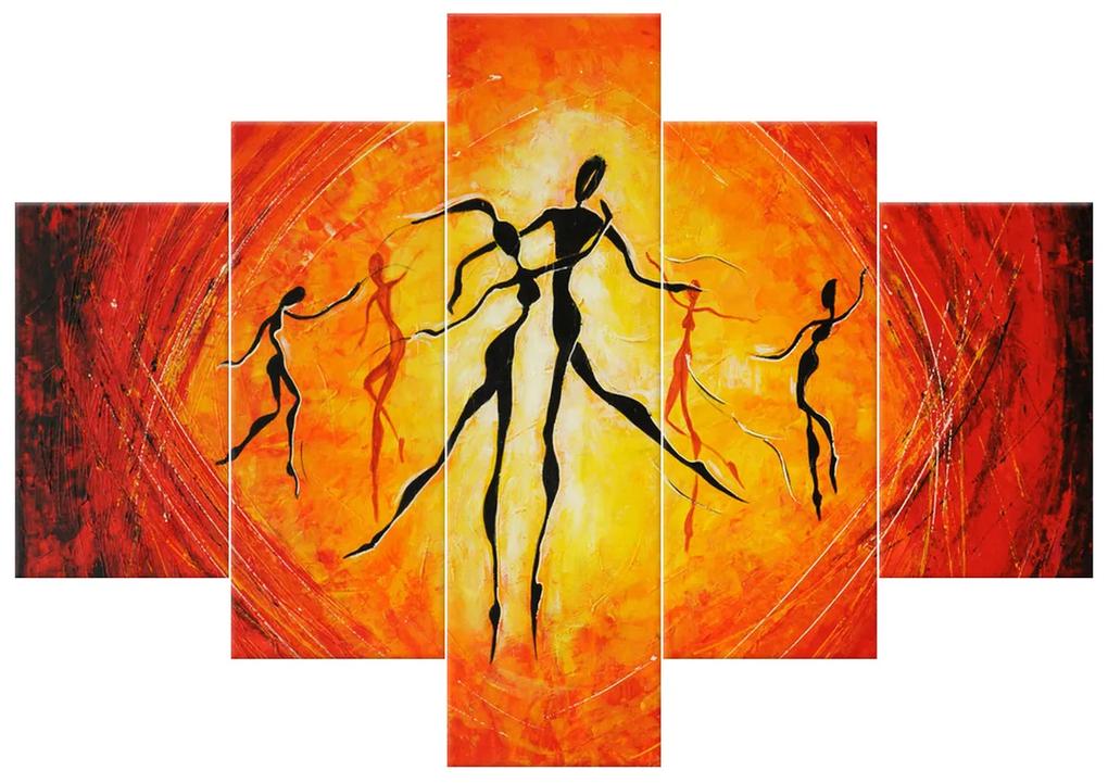 Gario Ručně malovaný obraz Nádherný tanec - 5 dílný Rozměry: 150 x 70 cm
