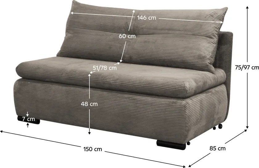 Rozkládací křeslo, šedobéžová Taupe, KENY 2R