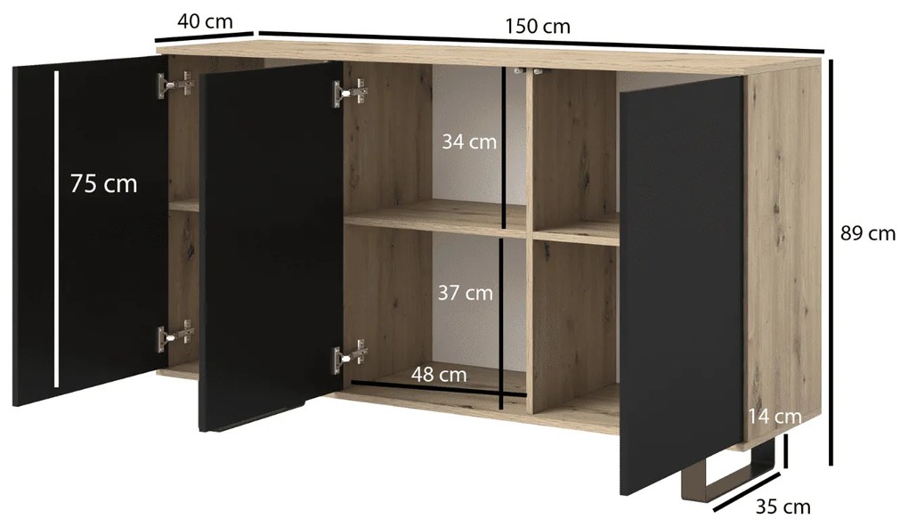 Komoda s policemi Brit Barva: Bílá