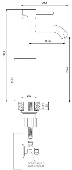 Umyvadlová baterie DRAGOR 29 cm lesklá mosaz