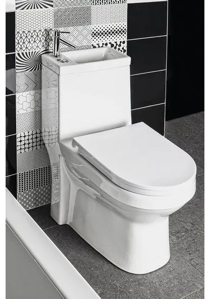 Aqualine Hygie Kombi WC s integrovaným umývátkem, vario odpad, bílá PB104W