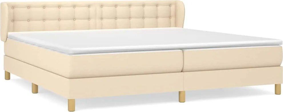 Box spring postel s matrací krémová 200x200 cm textil 3127154