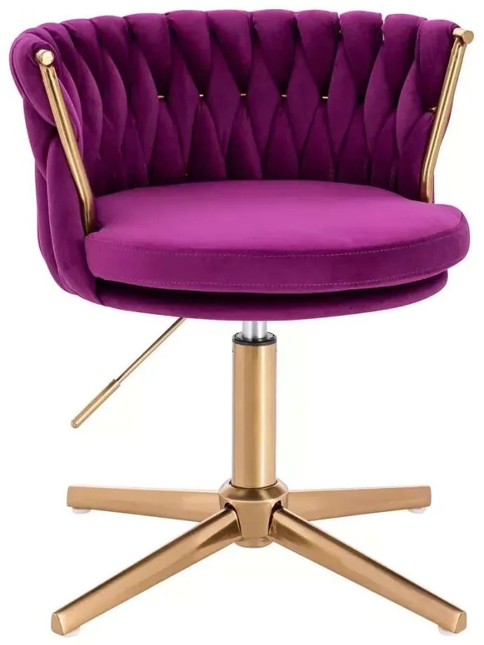 LuxuryForm DESIGN Otočná židle LYON VELUR na zlatém kříži - fuchsie