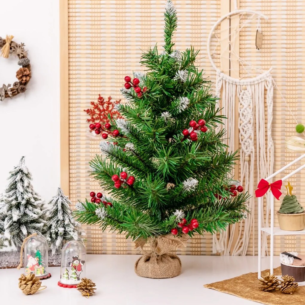 Costway 60 cm vysoký stůl vánoční stromek Realistický vánoční stromek s PVC