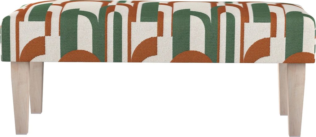 Dlouhá lavička 100x40cm barva zelená látka pletený vzor, vzorované