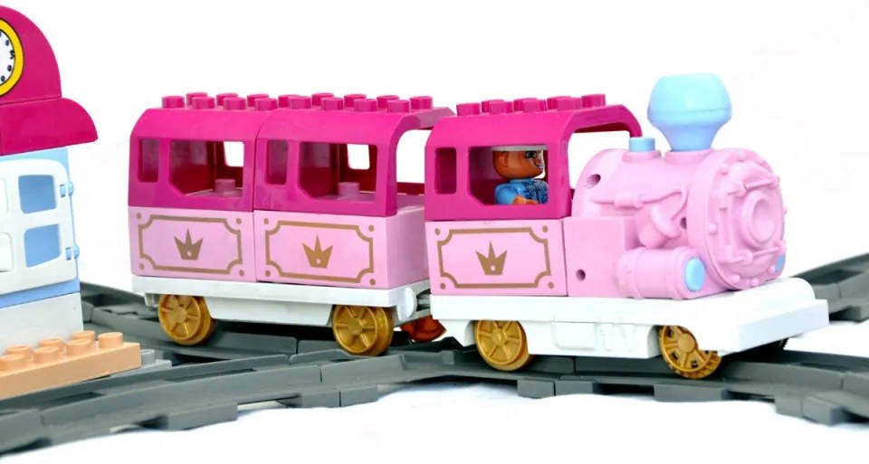 Blocki Mubi stavebnice Vláček - pohádkový zámek typ LEGO DUPLO 83 dílů se světlem a zvukem