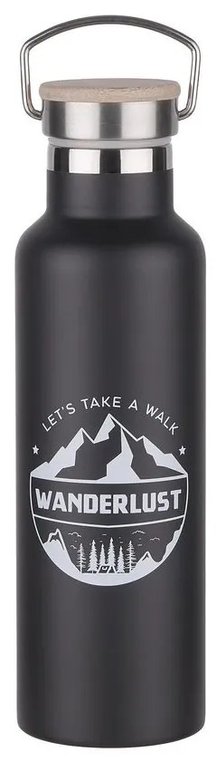 WANDERLUST Termoska s rukojetí 650 ml - černá