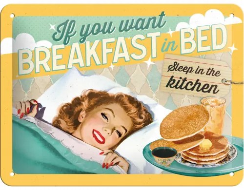 Postershop Plechová cedule - Breakfast in Bed 15x20 cm