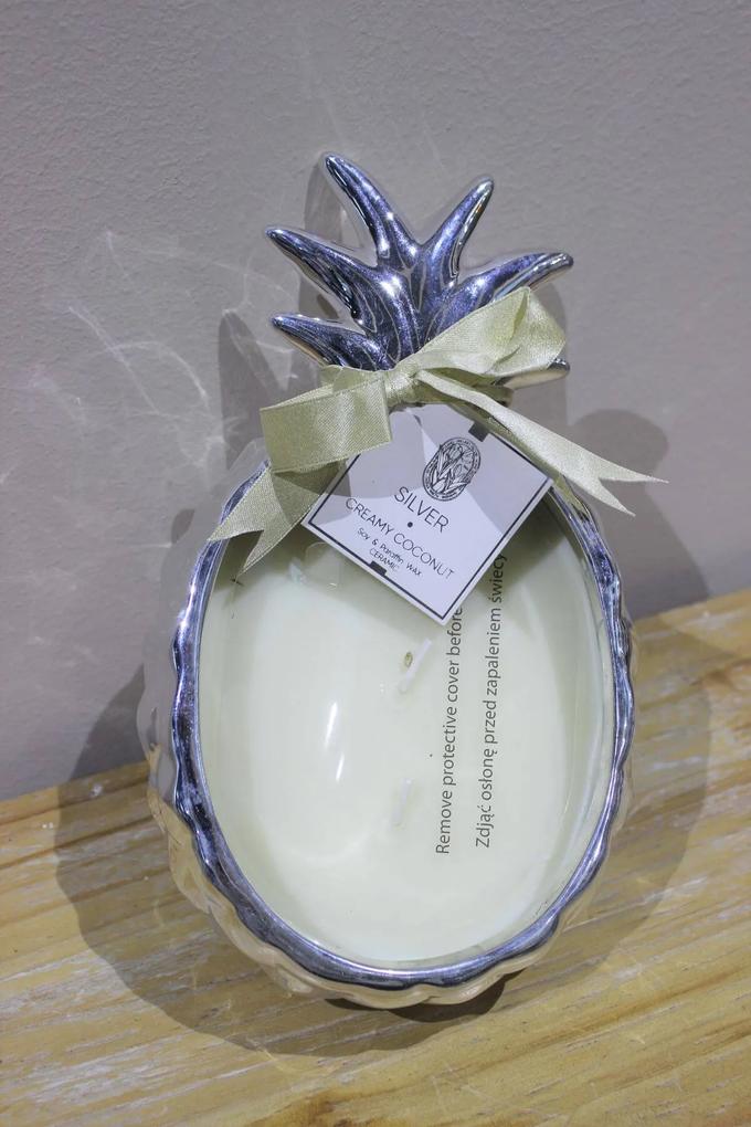 Stříbrná voňavá svíčka Ananas 22 cm