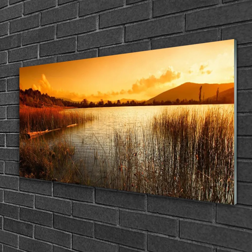 Obraz na skle Jezero Krajina Západ 100x50 cm